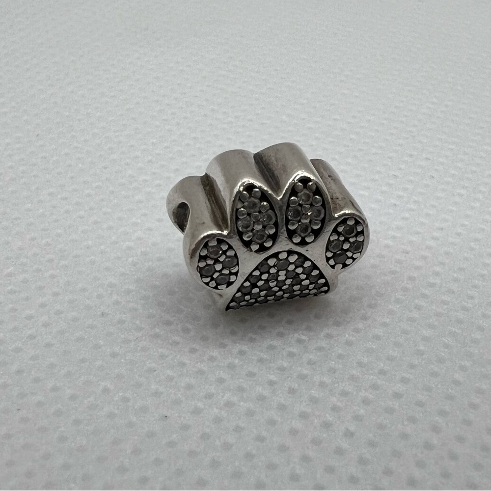 Authentic Pandora Sparkling Pave Paw Print Charm - Gem